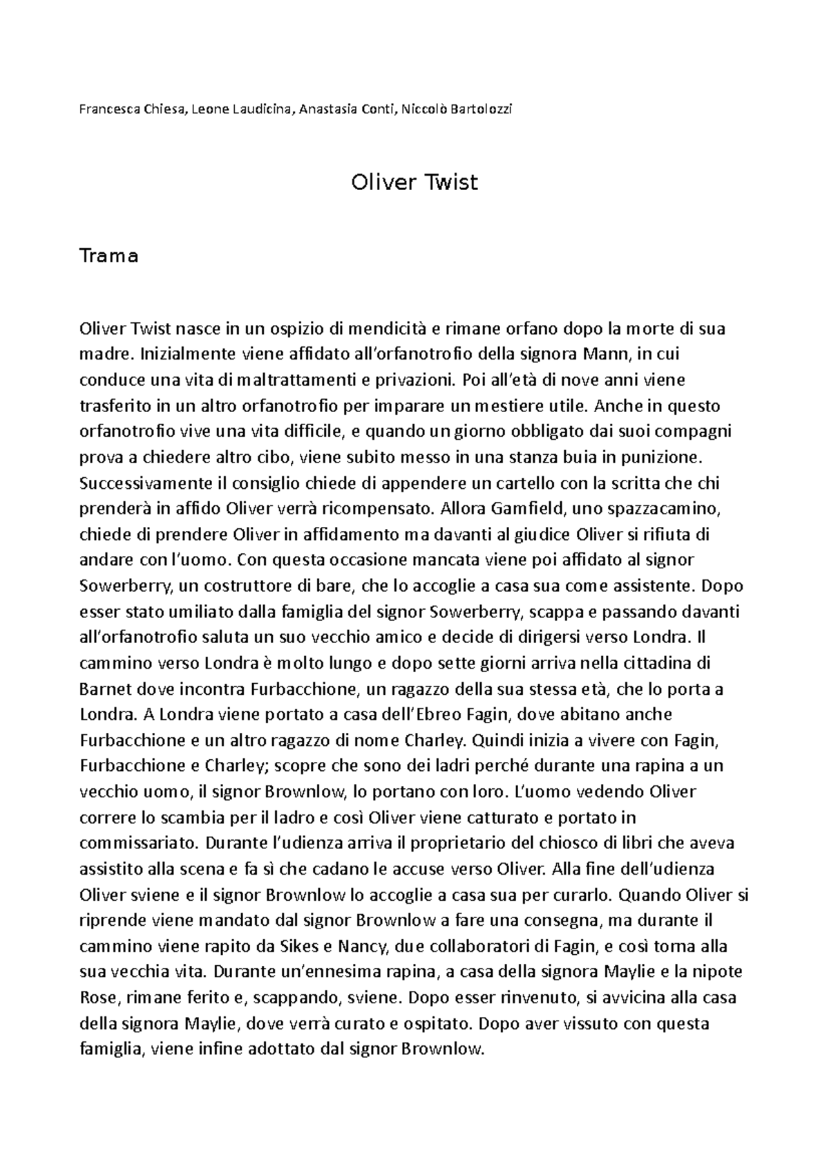 Scheda libro Oliver Twist - Francesca Chiesa, Leone Laudicina ...