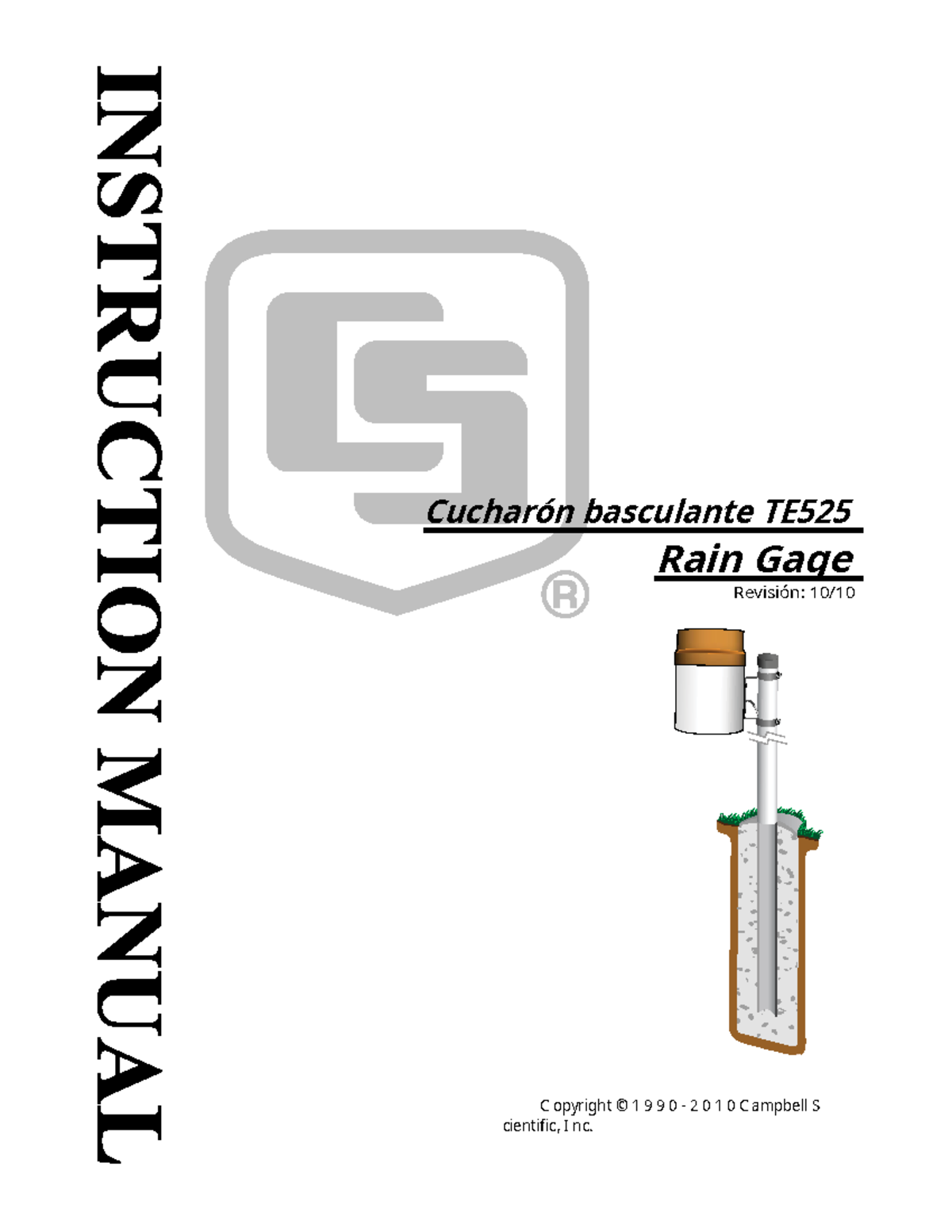 Manual Sensor Precipitación te525 - Cucharón basculante TE Rain Gage ...