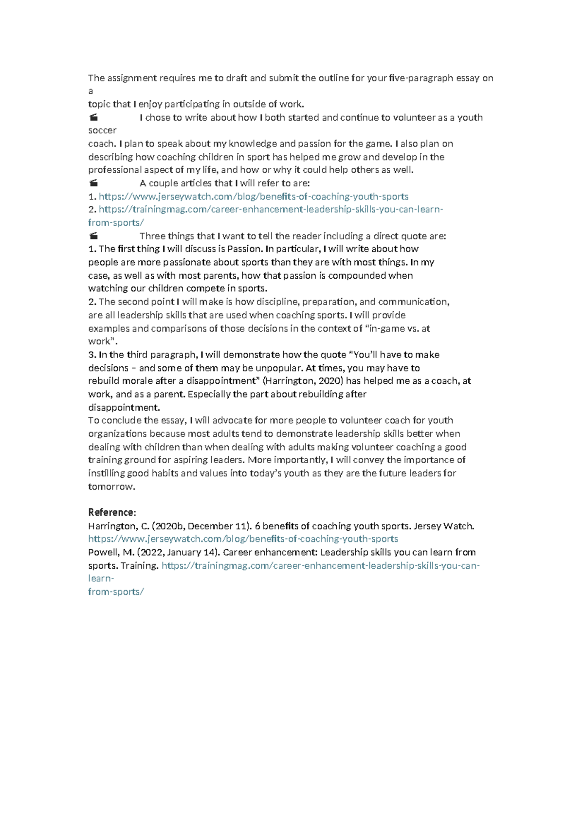 Learning Journal Unit 4 - The assignment requires me to draft and submit the outline for your ...