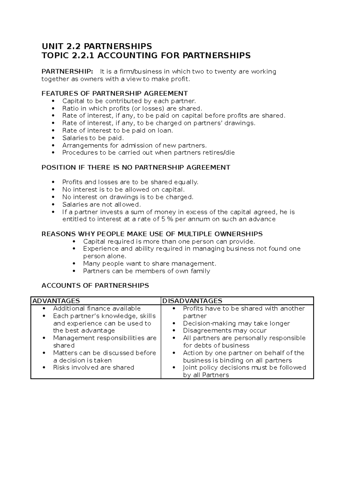 Partnership - UNIT 2 PARTNERSHIPS TOPIC 2.2 ACCOUNTING FOR PARTNERSHIPS ...