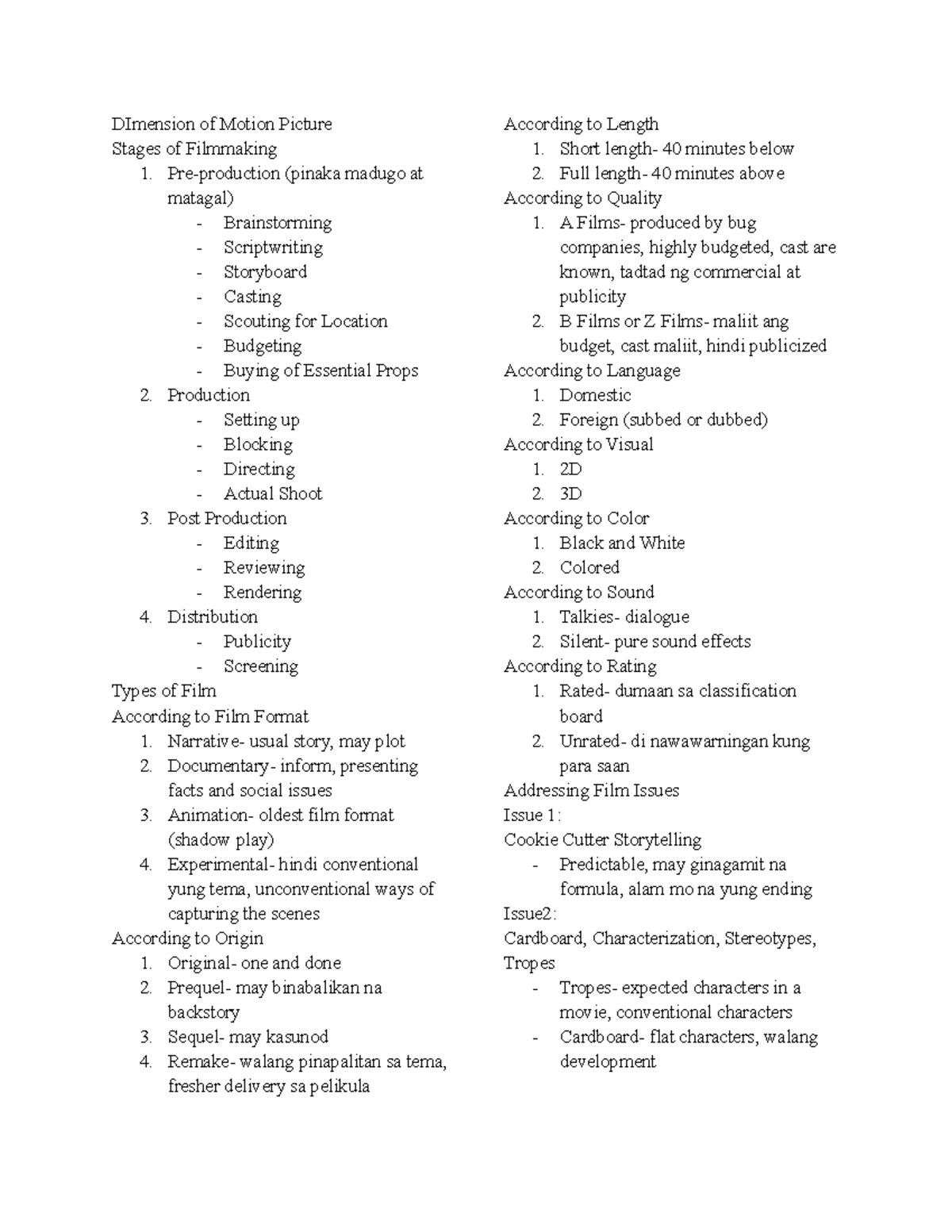 Media and Information Literacy - DImension of Motion Picture Stages of ...