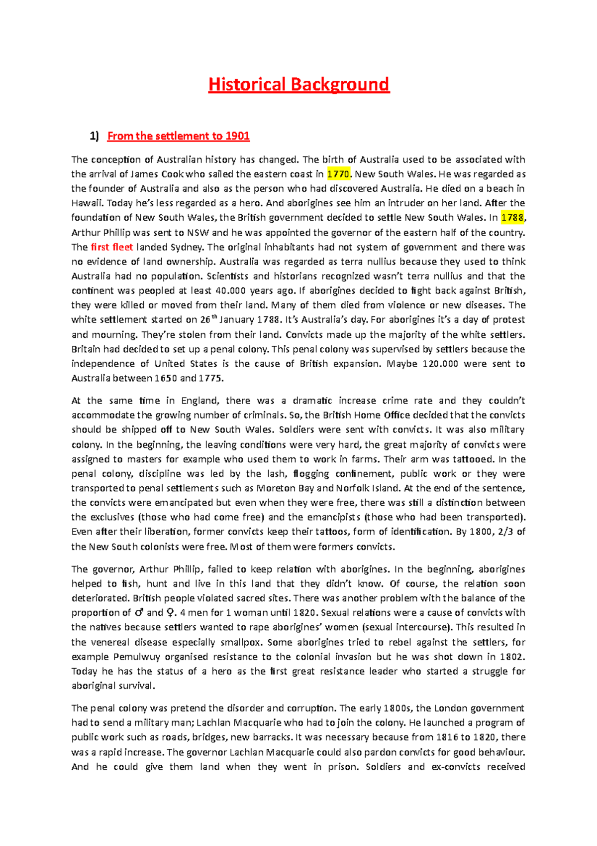 2) Historical Background - Historical Background 1) From the settlement ...