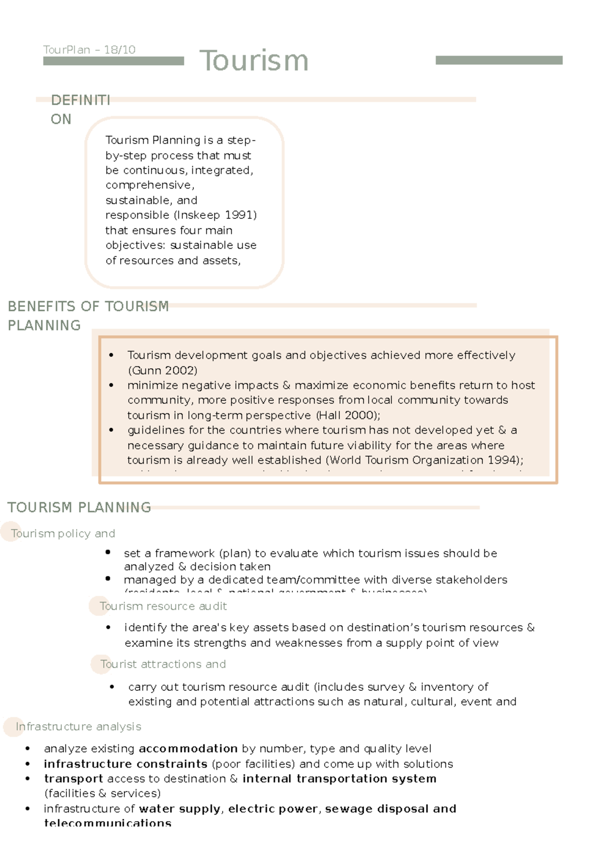 Tourism Planning - for practice purposes - TourPlan – 18/ DEFINITI ON ...