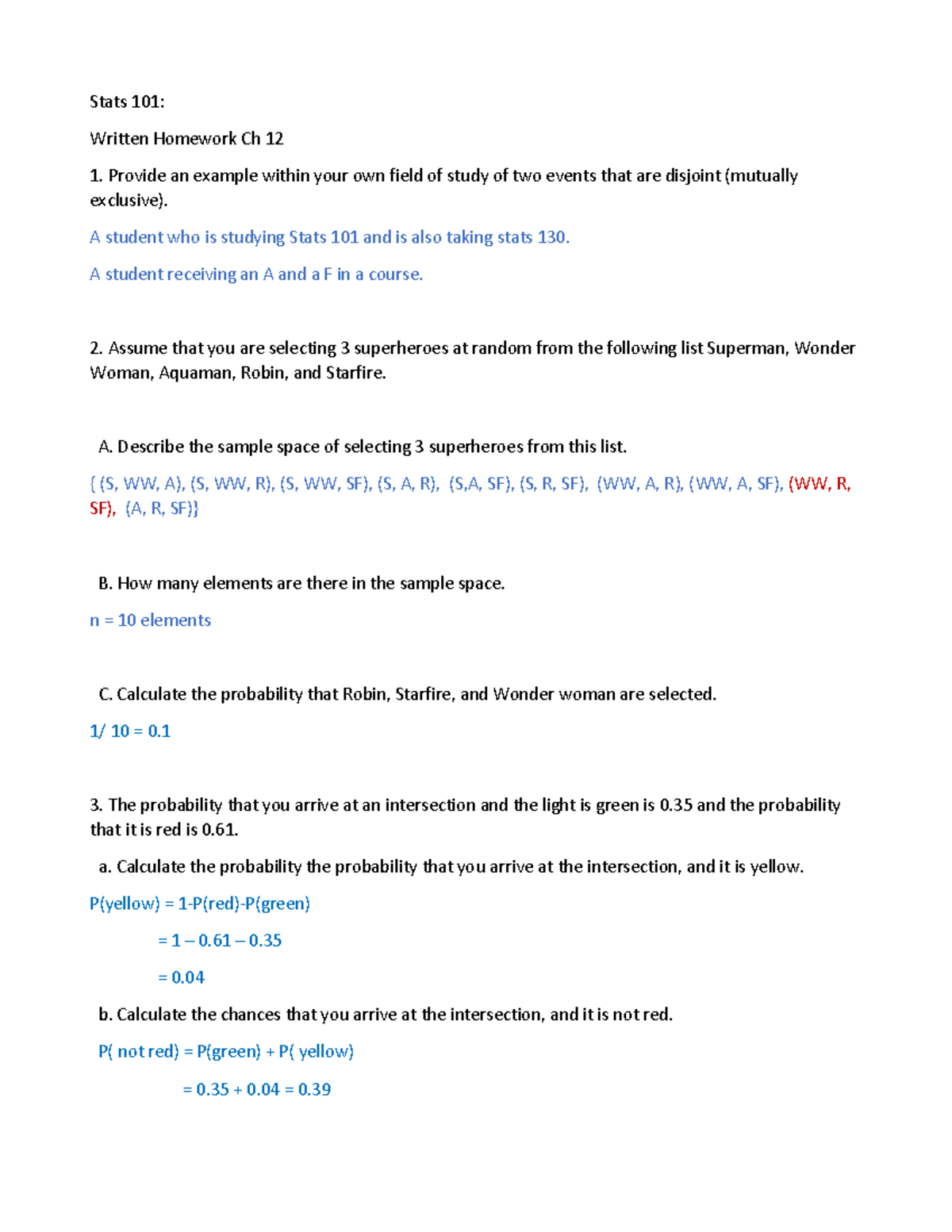 Stats 101 WH CH 12 Solutions - Stats 101: Written Homework Ch 12 ...