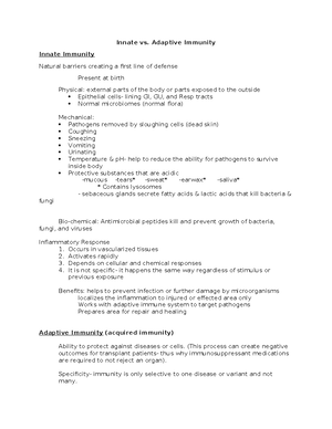 NU 110 Anatomy and Physiology 2e Unit 3: Immune System Notes - NU-110 ...