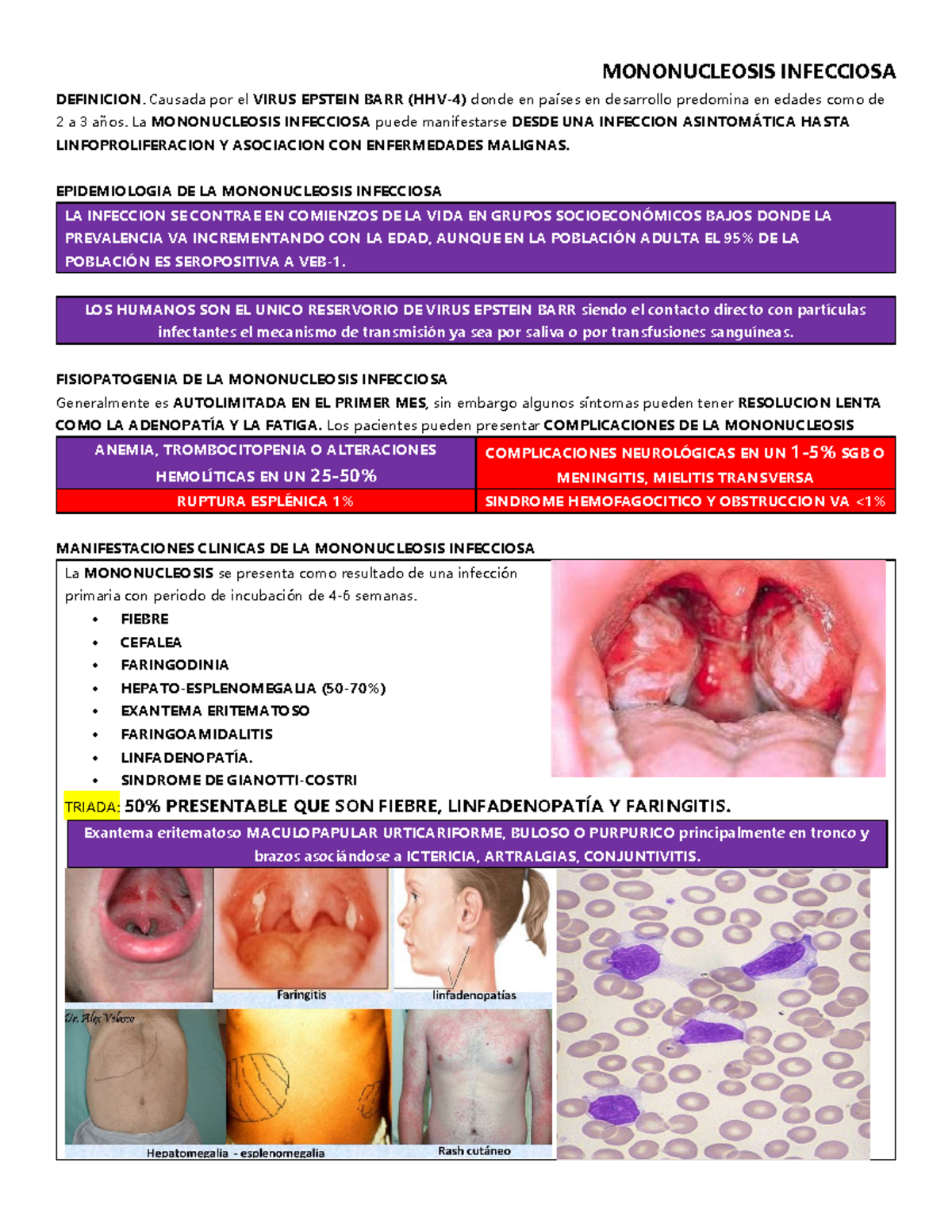 Mononucleosis - Resumen Infectología - MONONUCLEOSIS INFECCIOSA ...