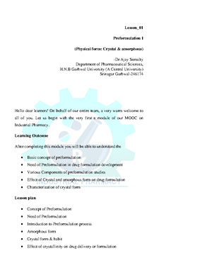 Preformulation I Polymorphism, particle size and shape - Lesson ...