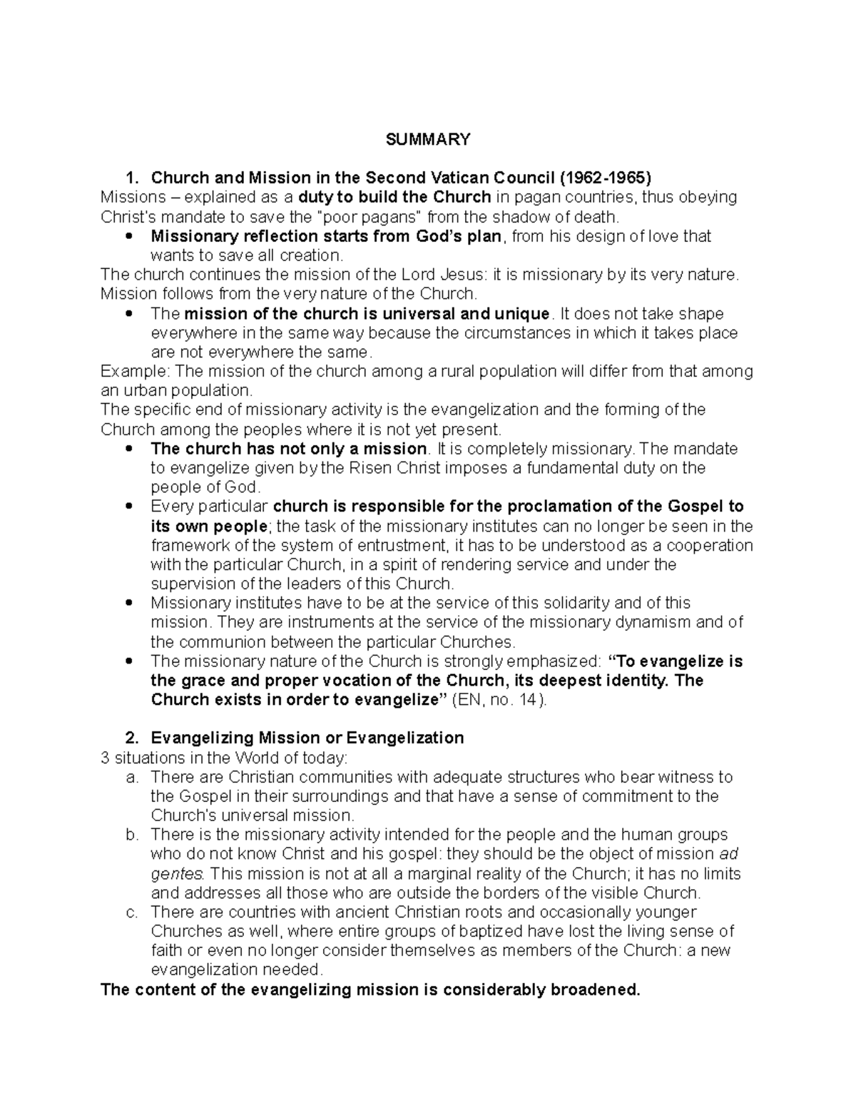 ACT 1 - christian formation education summary - SUMMARY Church and ...