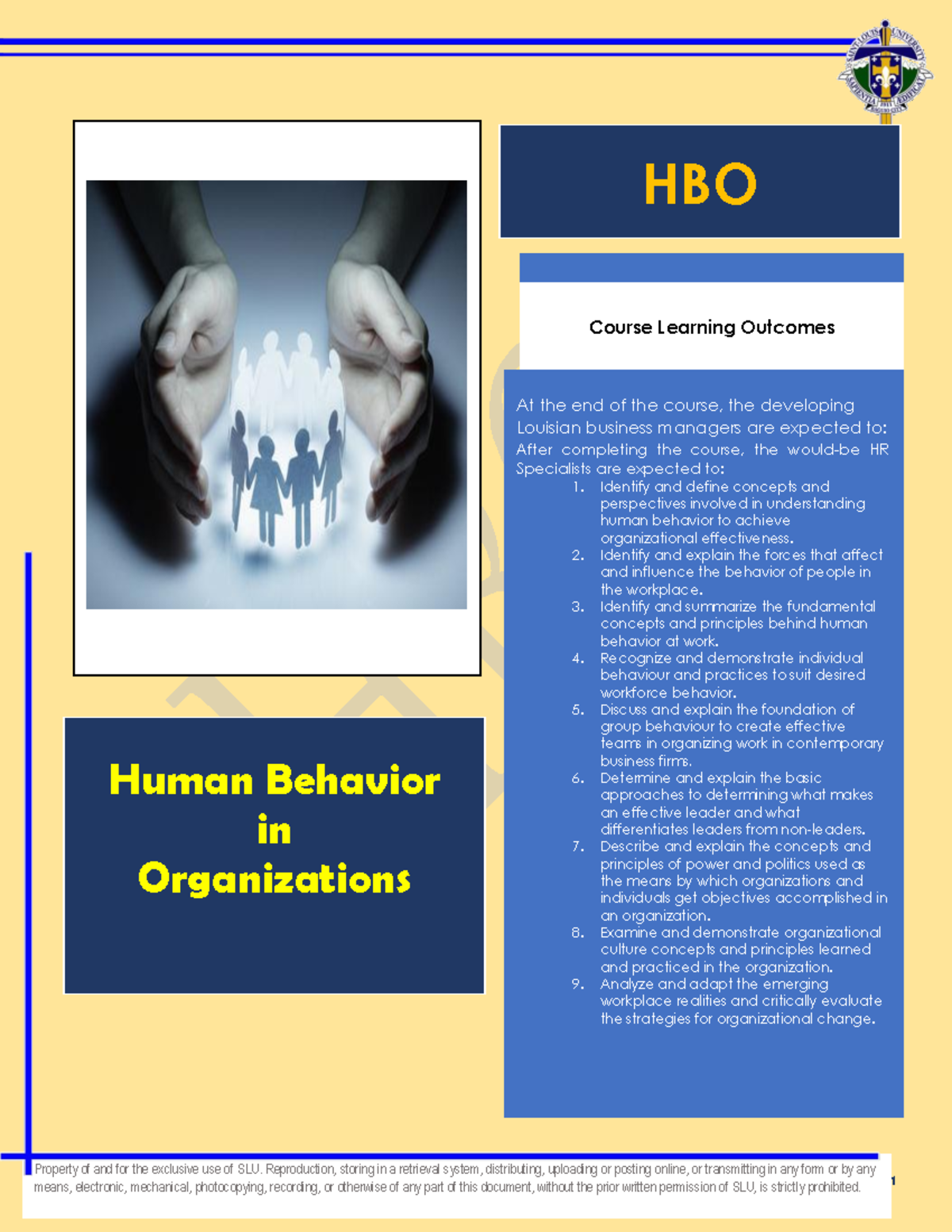 Human behavior organization - Property of and for the exclusive use of ...