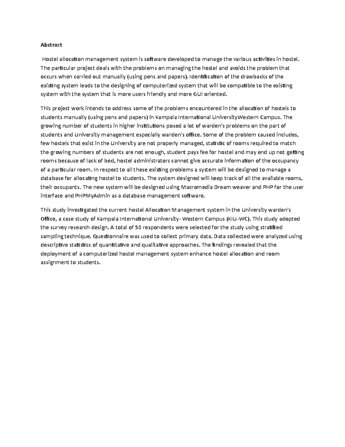 New Microsoft Office Word Document Abstract Hostel Allocation Management System Is Software
