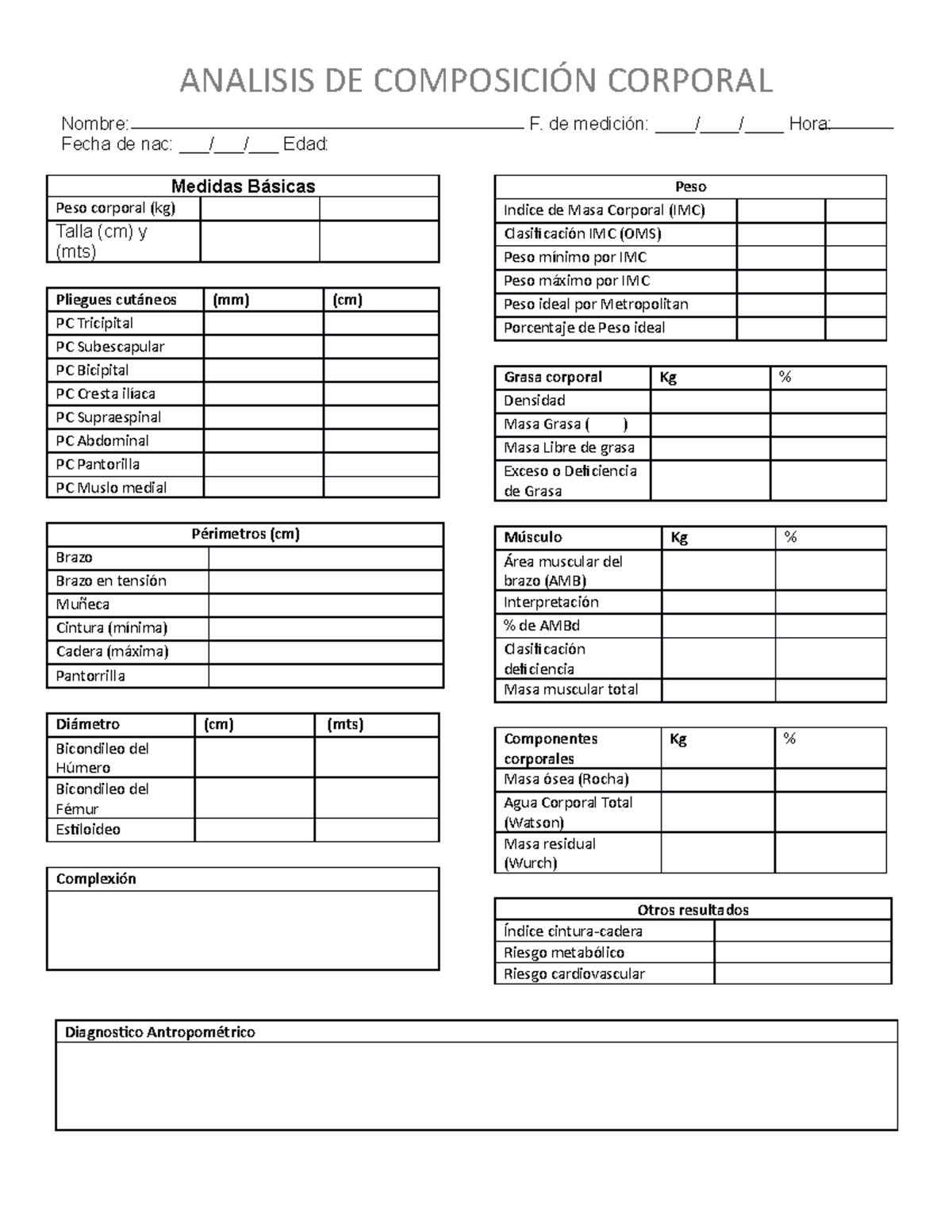 Análisis de composición corporal - ANALISIS DE COMPOSICIÓN CORPORAL ...