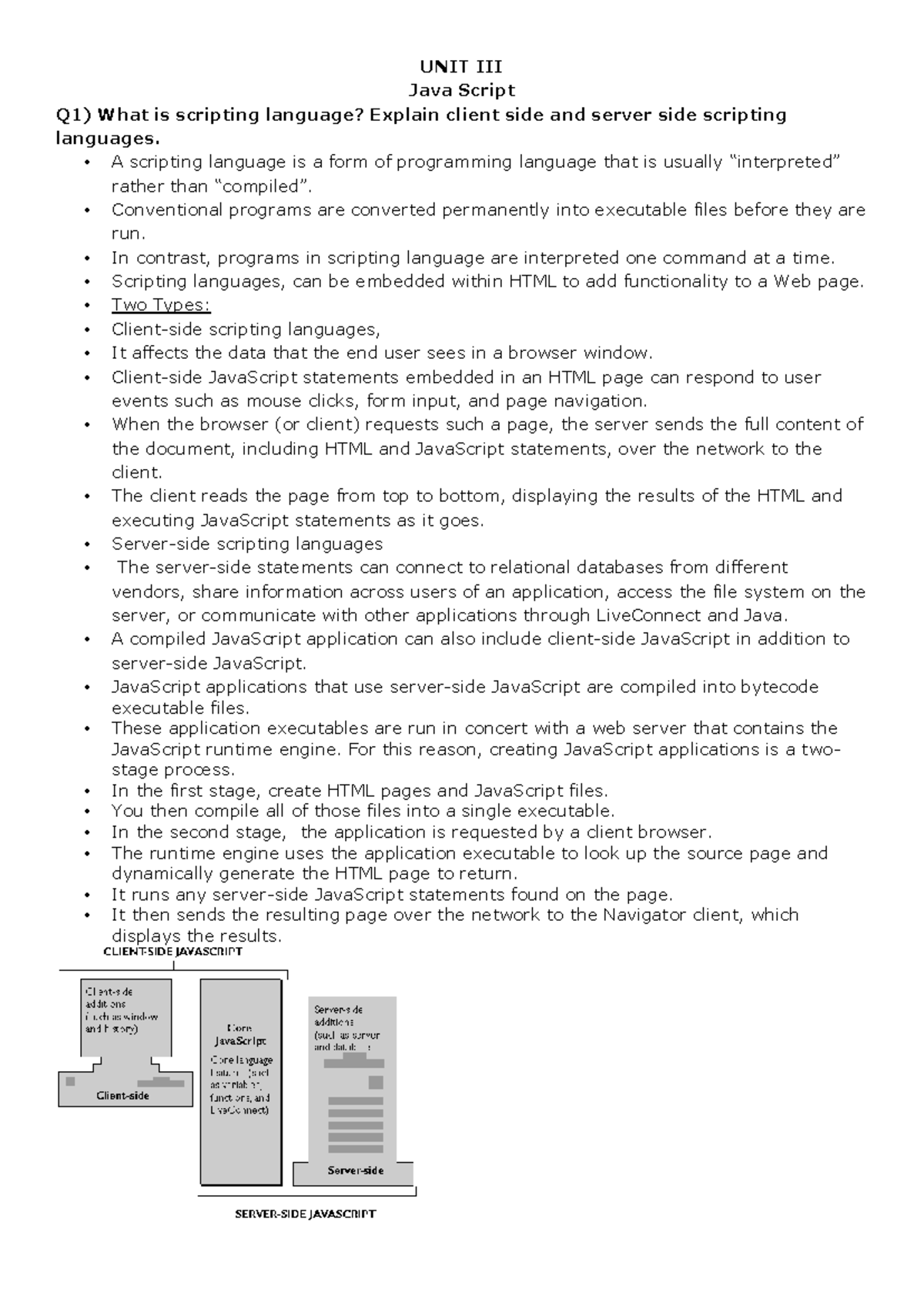 Unit3 Js Unit Iii Java Script Q1 What Is Scripting Language Explain 1365