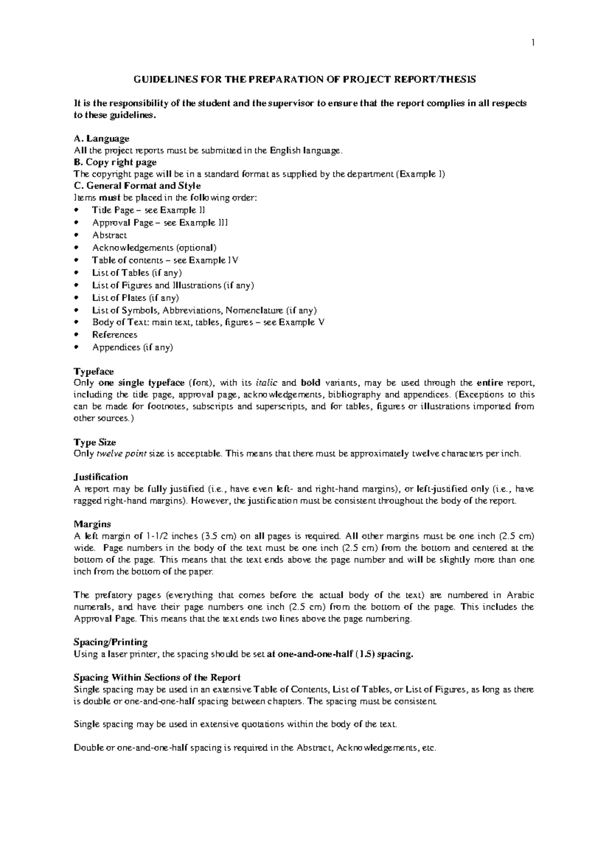 Guideline - GUIDELINES FOR THE PREPARATION OF PROJECT REPORT/THESIS It ...