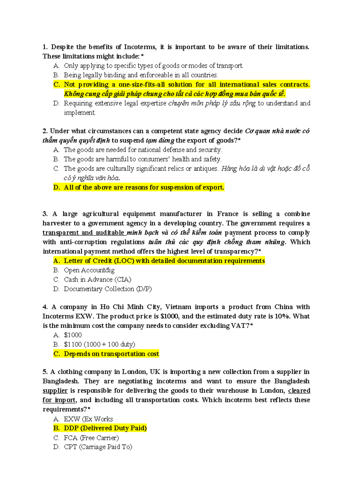 quan tri xuat nhap khau - Despite the benefits of Incoterms, it is important to be aware of ...