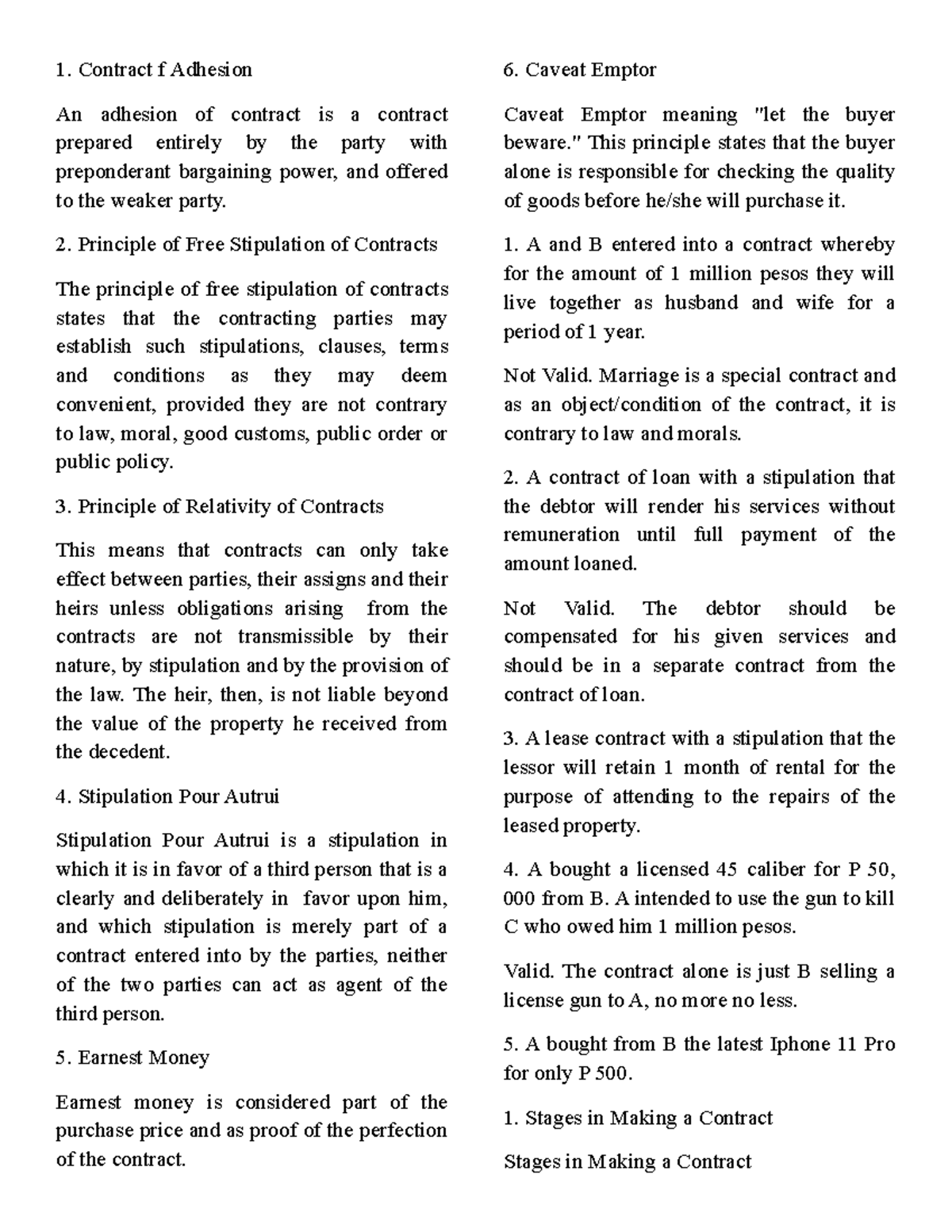 Exam 2020, questions and answers - Contract f Adhesion An adhesion of ...