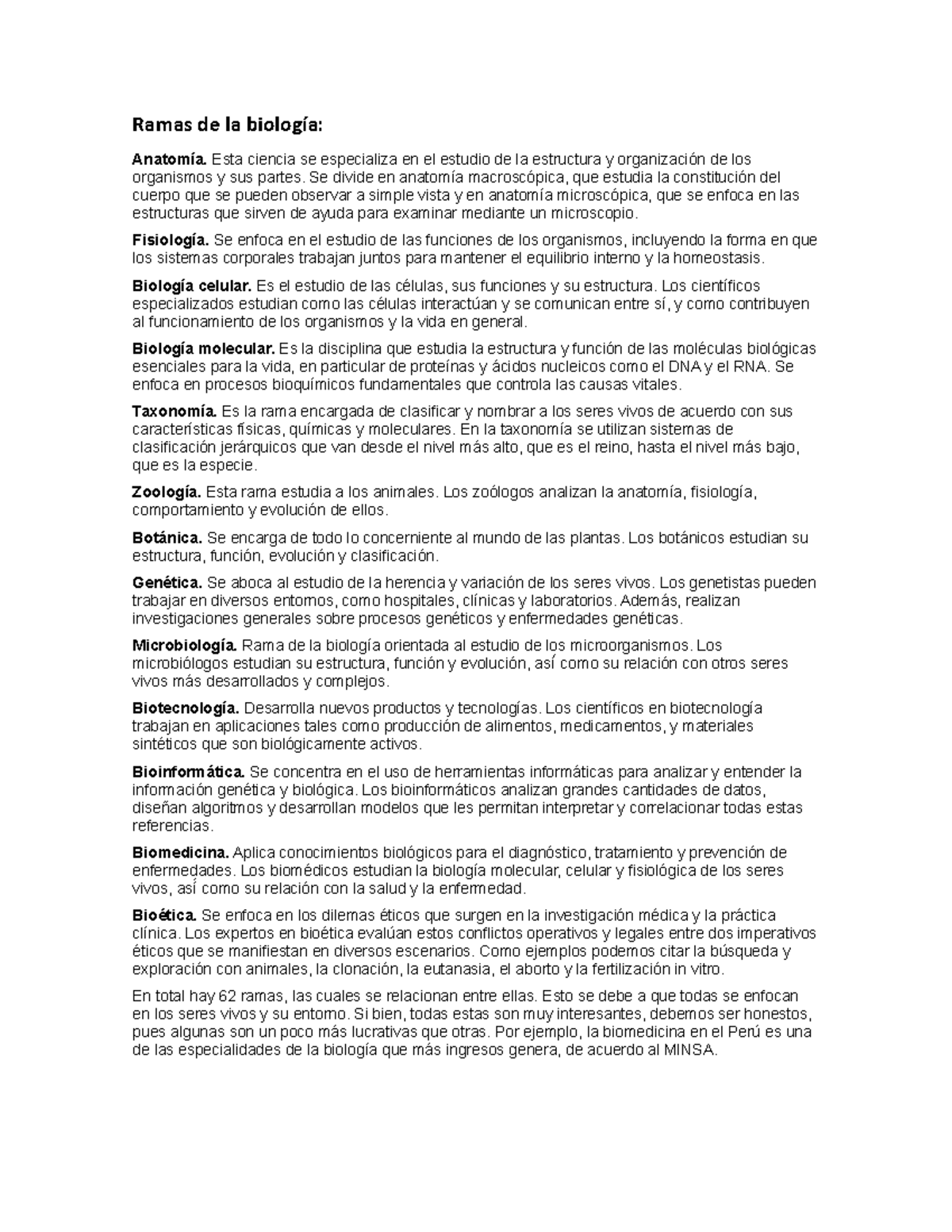 Ramas de la biología - Ramas de la biología: Anatomía. Esta ciencia se ...