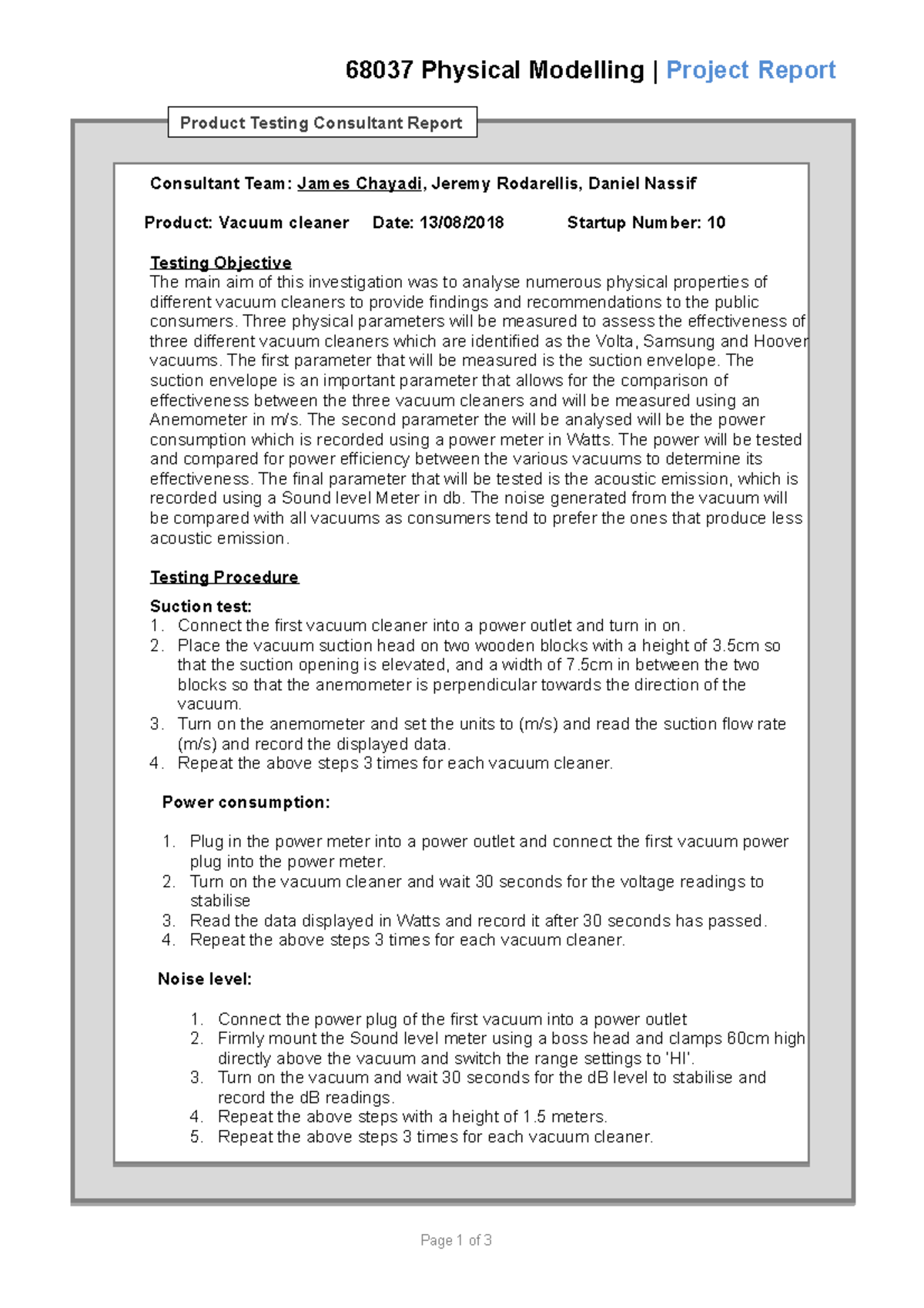 Vacuum lab report - 68037 Physical Modelling | Project Report Product ...