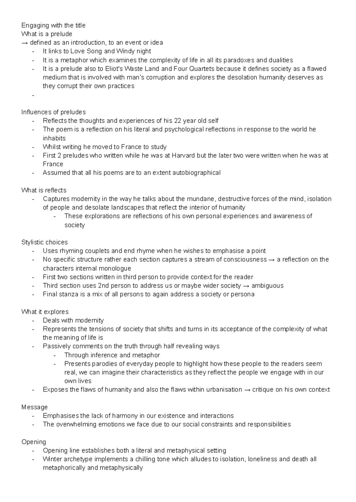 Preludes annotation - TS Eliot - Engaging with the title What is a ...