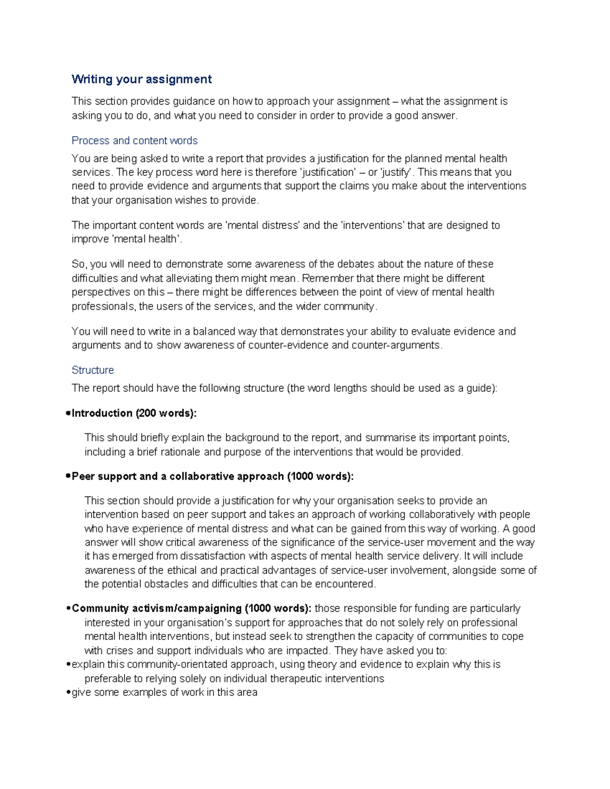 Assignment notes - Writing your assignment This section provides ...