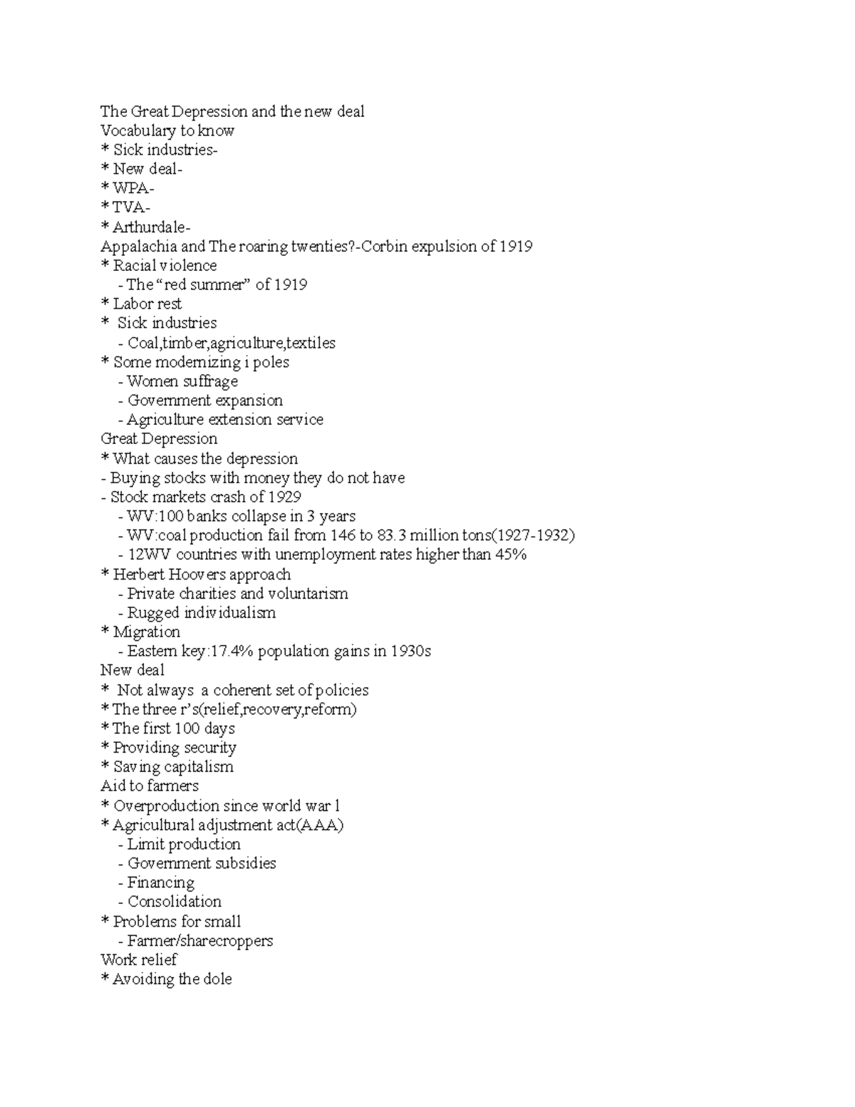 The Great Depression and the new deal - The Great Depression and the ...