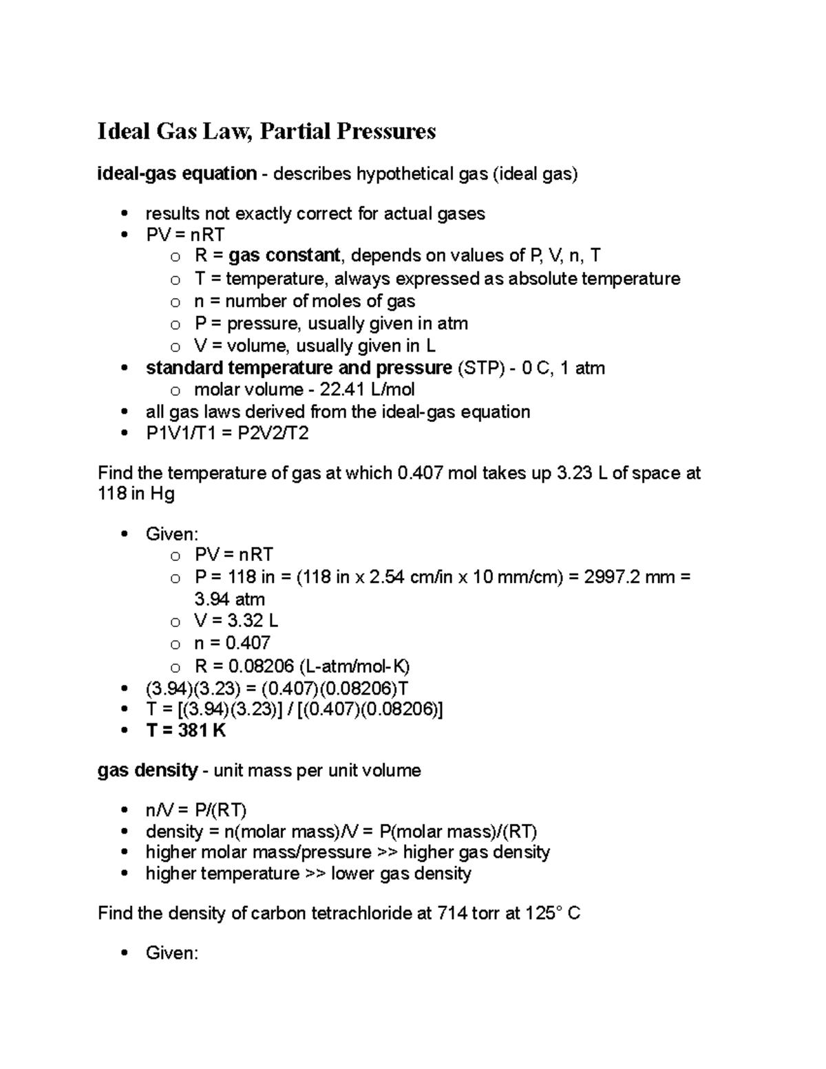 Unit 3 Topic 5 - Class Notes - Ideal Gas Law, Partial Pressures ideal ...