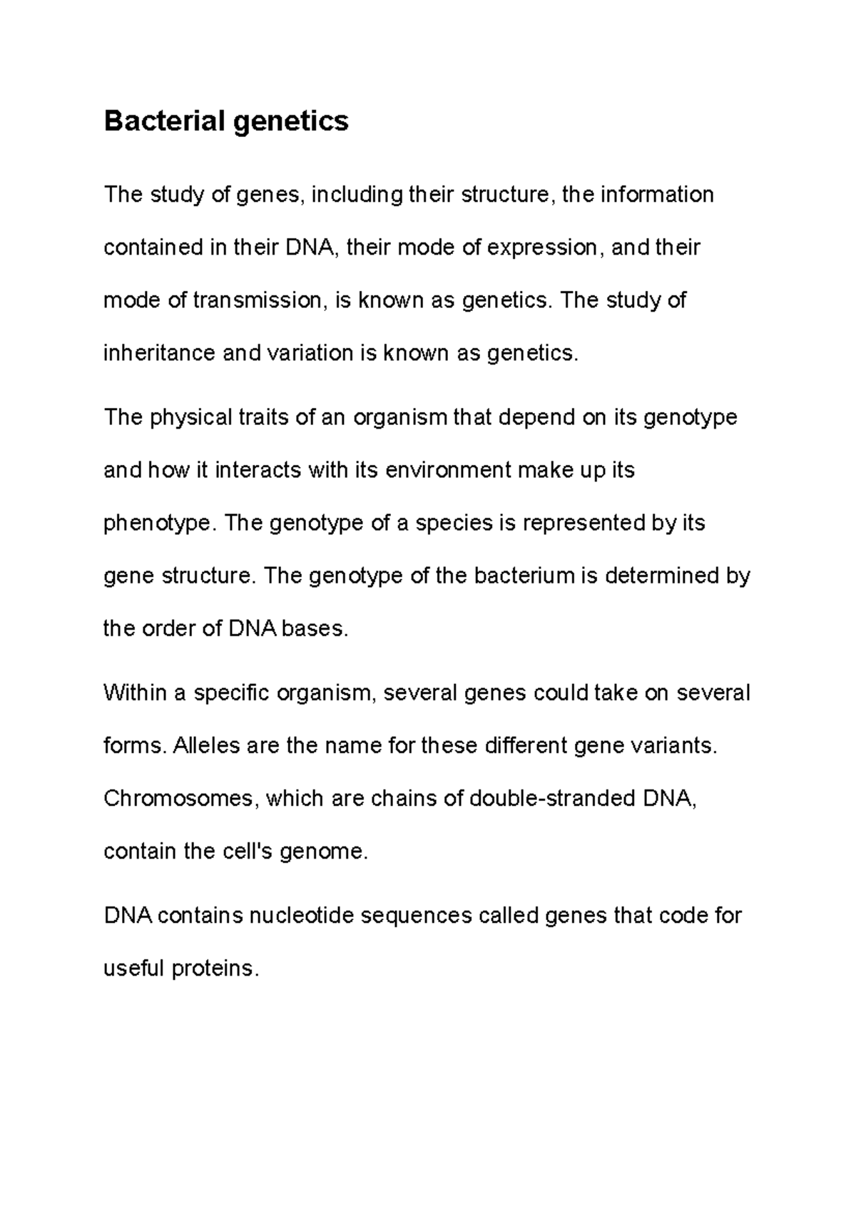 Bacterial genetics - jay sir - Bacterial genetics The study of genes ...