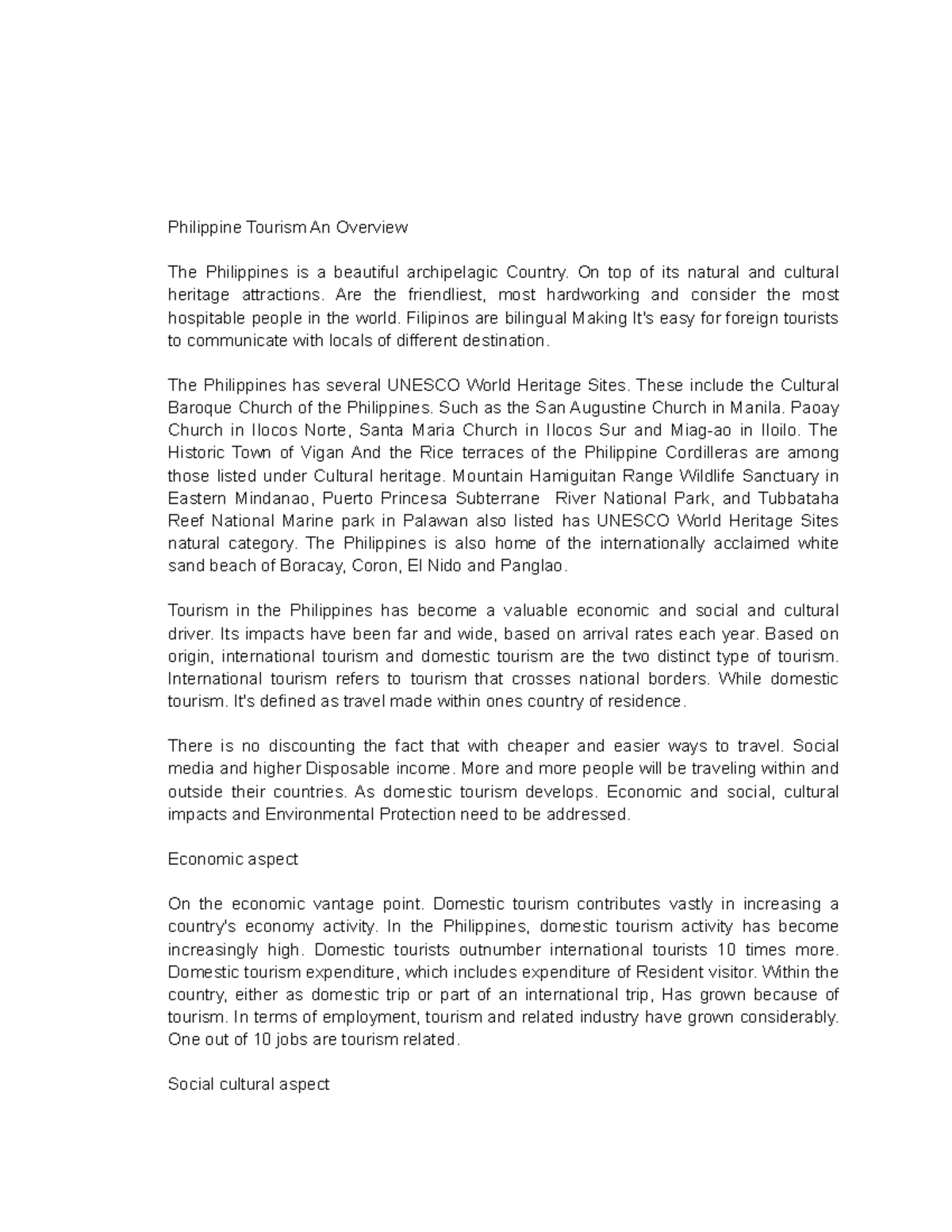 PCGT Week 1 Day 1 - PRESONAL DEVELOPMENT EME - Philippine Tourism An ...