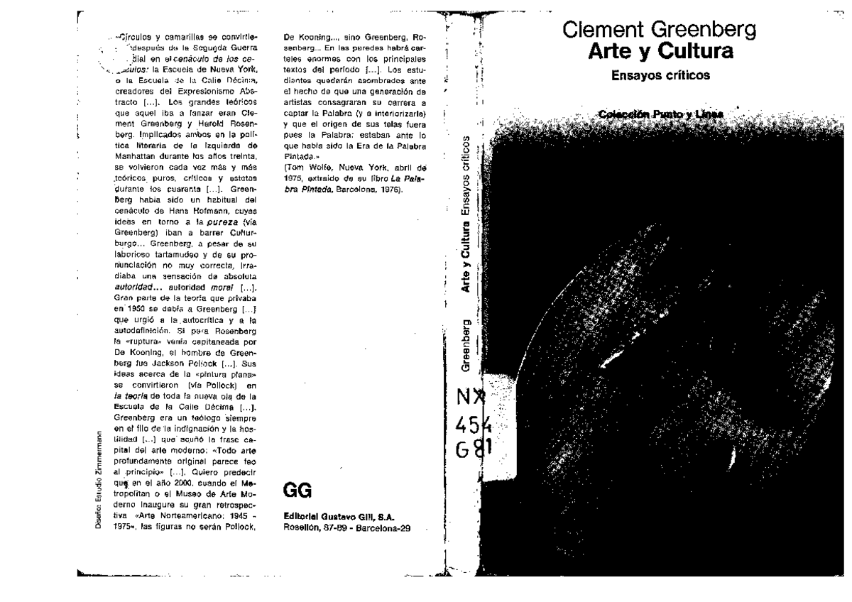 3+Greenberg+Clement+Arte+y+Cultura - Historia Social del Arte - Studocu