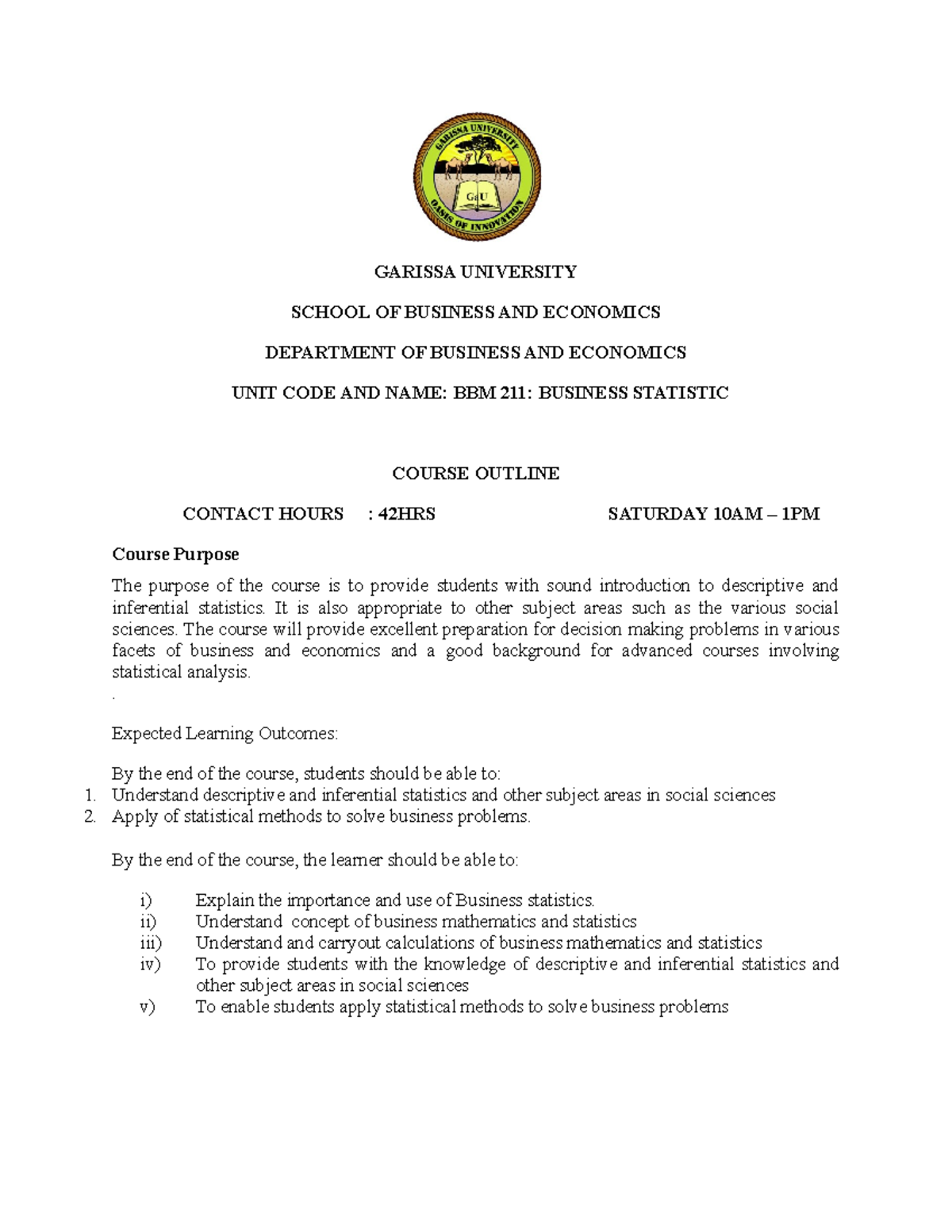 BBM 211 Course Outline - CLASS NOTES FOR SEMESTER TWO - GARISSA ...