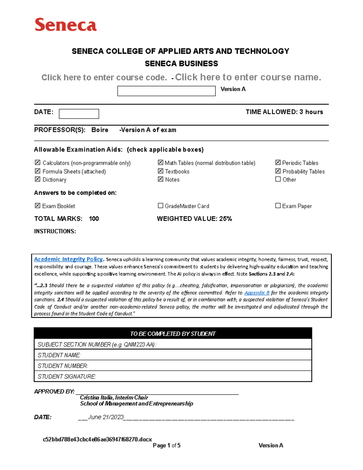 Final sem - SENECA COLLEGE OF APPLIED ARTS AND TECHNOLOGY SENECA ...