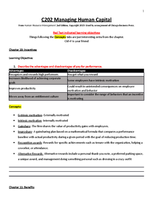Managing Human Capital Study Guide - Study Guide C202 Managing Human ...
