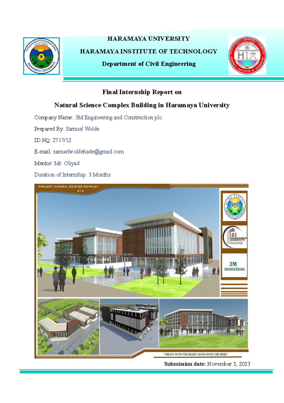 Final Report on Internship - HARAMAYA UNIVERSITY HARAMAYA INSTITUTE OF ...