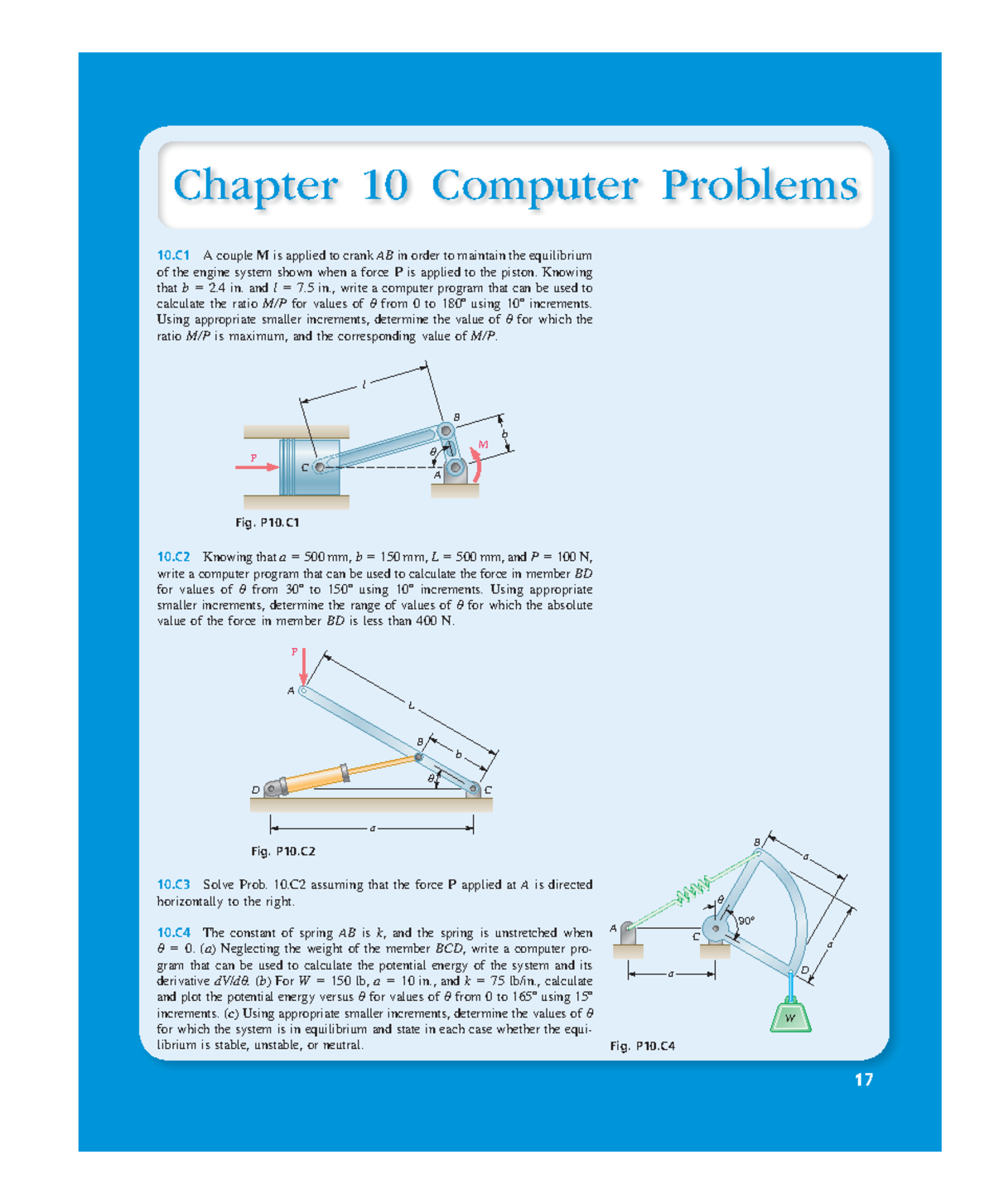 Bee87302 Computer Problem CH10 - 17 10 A couple M is applied to crank AB in order to maintain ...