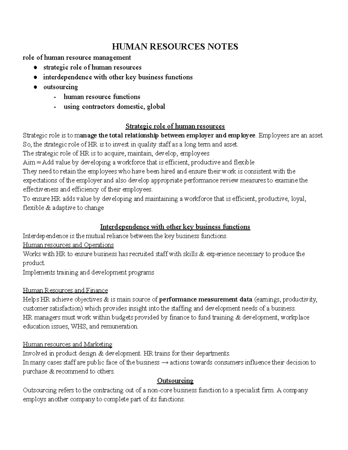 Human Resources Notes - kjsbdkajsbfs - HUMAN RESOURCES NOTES role of ...