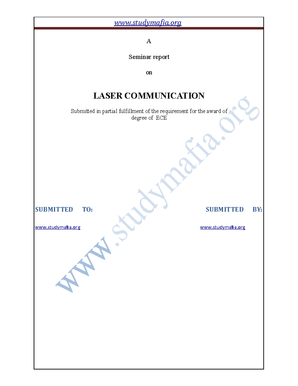 ECE Laser communications report - studymafia A Seminar report on LASER ...