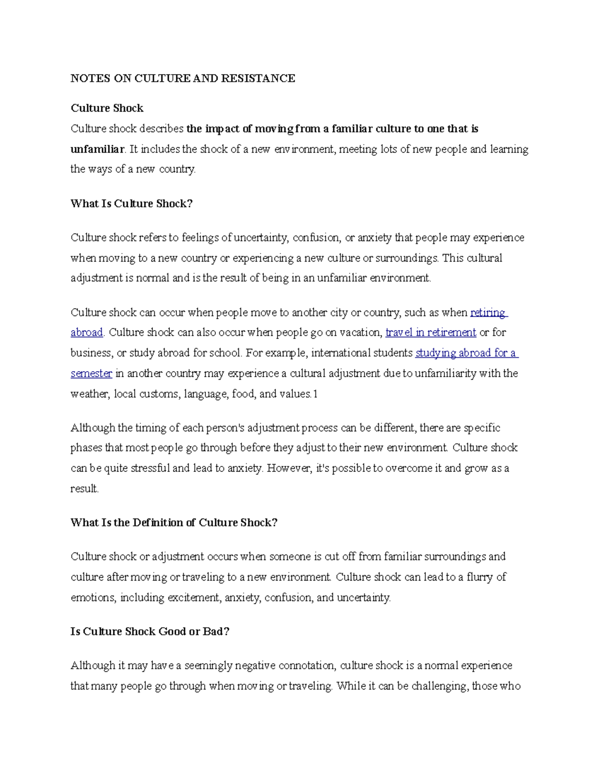 Notes ON Culture AND Resistance Topic 6 - NOTES ON CULTURE AND ...