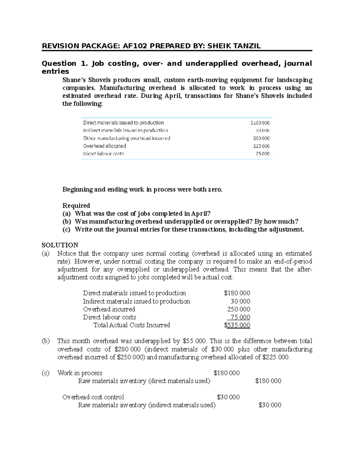 Revision Package AF102 - REVISION PACKAGE: AF102 PREPARED BY: SHEIK ...