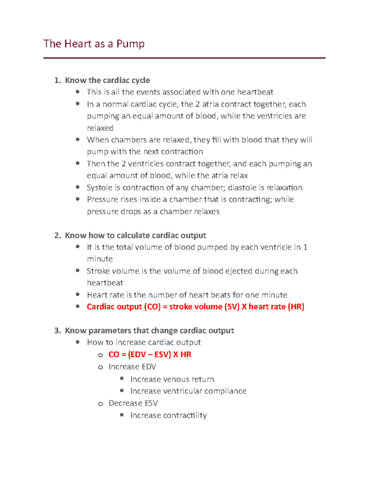 The Heart as a Pump - The Heart as a Pump Know the cardiac cycle This ...