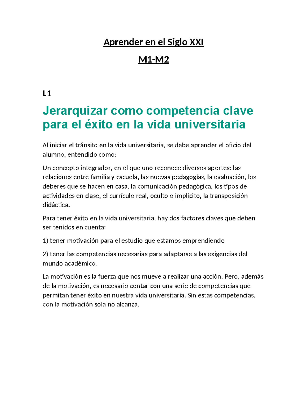 Aprender en el Siglo XXI - Aprender en el Siglo XXI M1-M L Jerarquizar ...