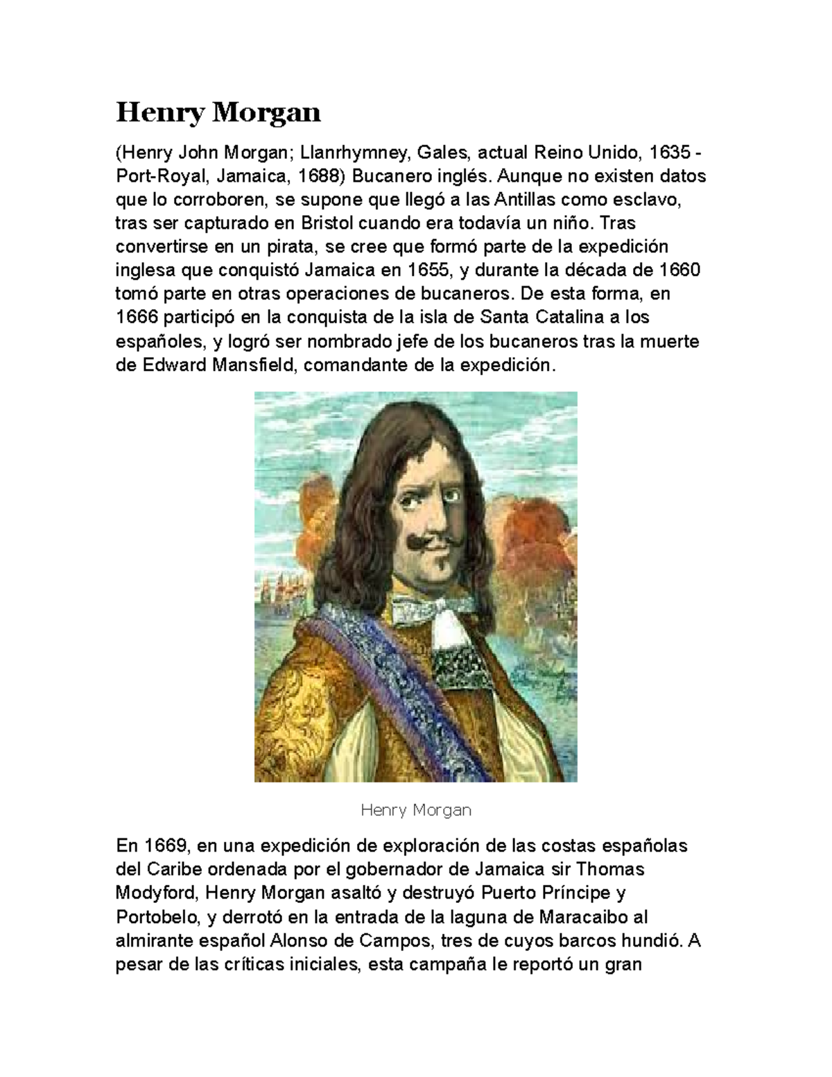 Henry Morgan - anja - Henry Morgan (Henry John Morgan; Llanrhymney ...