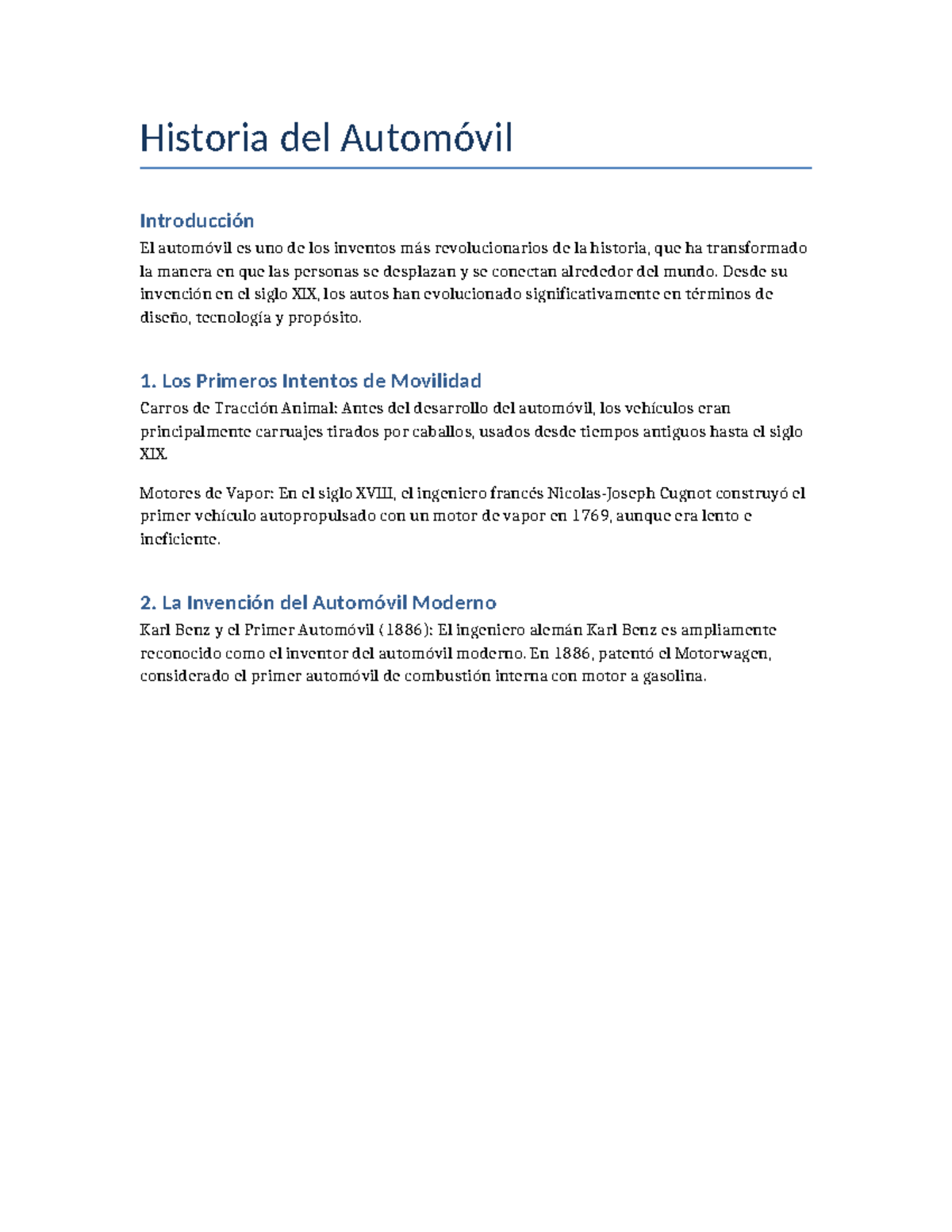 Historia del Automovil - Historia del Automóvil Introducción El automóvil es uno de los inventos ...