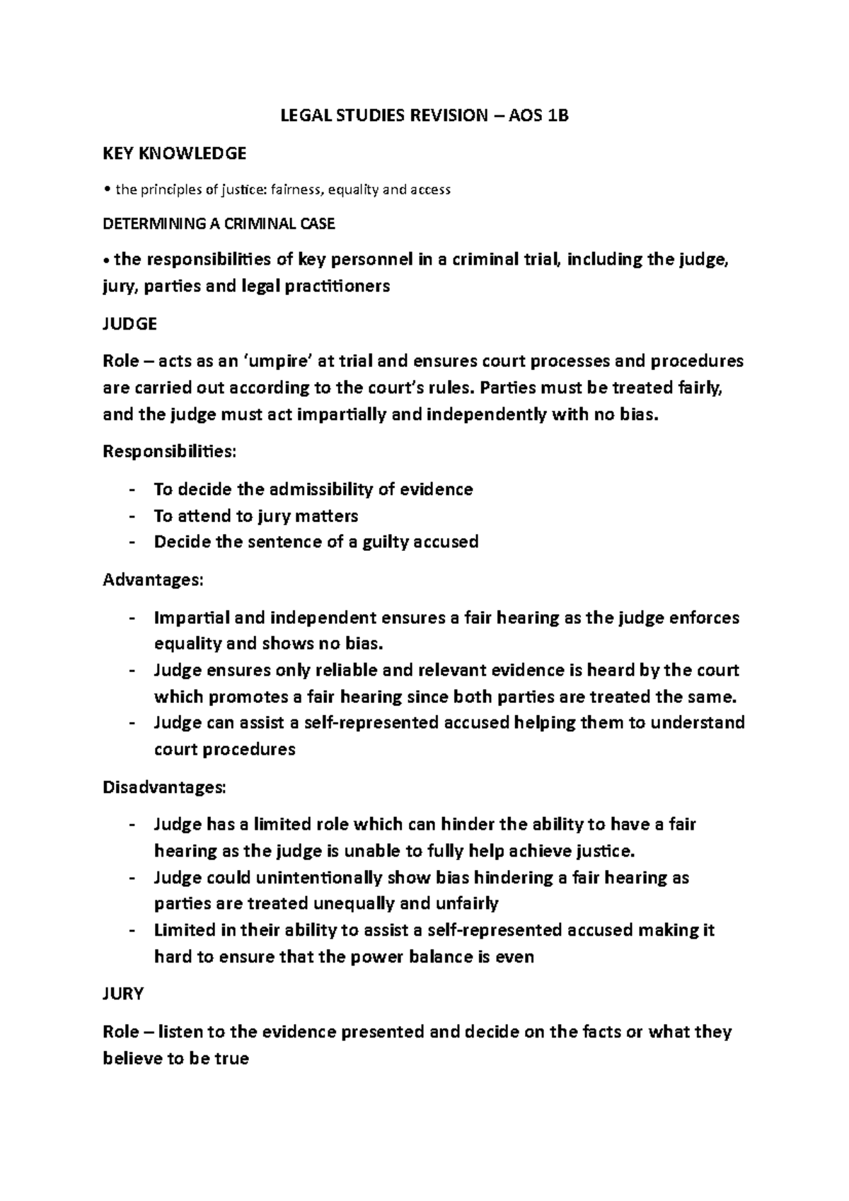 UNIT 3 AOS 1B: Criminal Law - Revision - LEGAL STUDIES REVISION – AOS ...