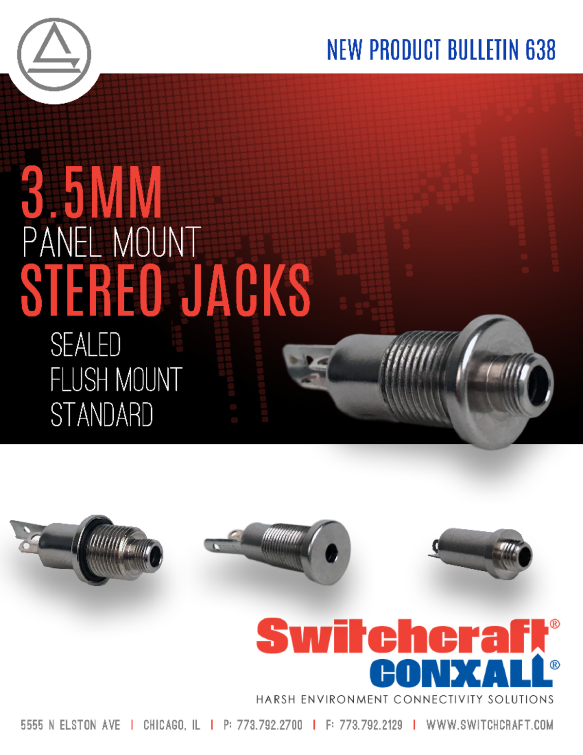 Switchcraft npb 638 3 5mm panel mount jacks - 3 Panel Mount Stereo ...