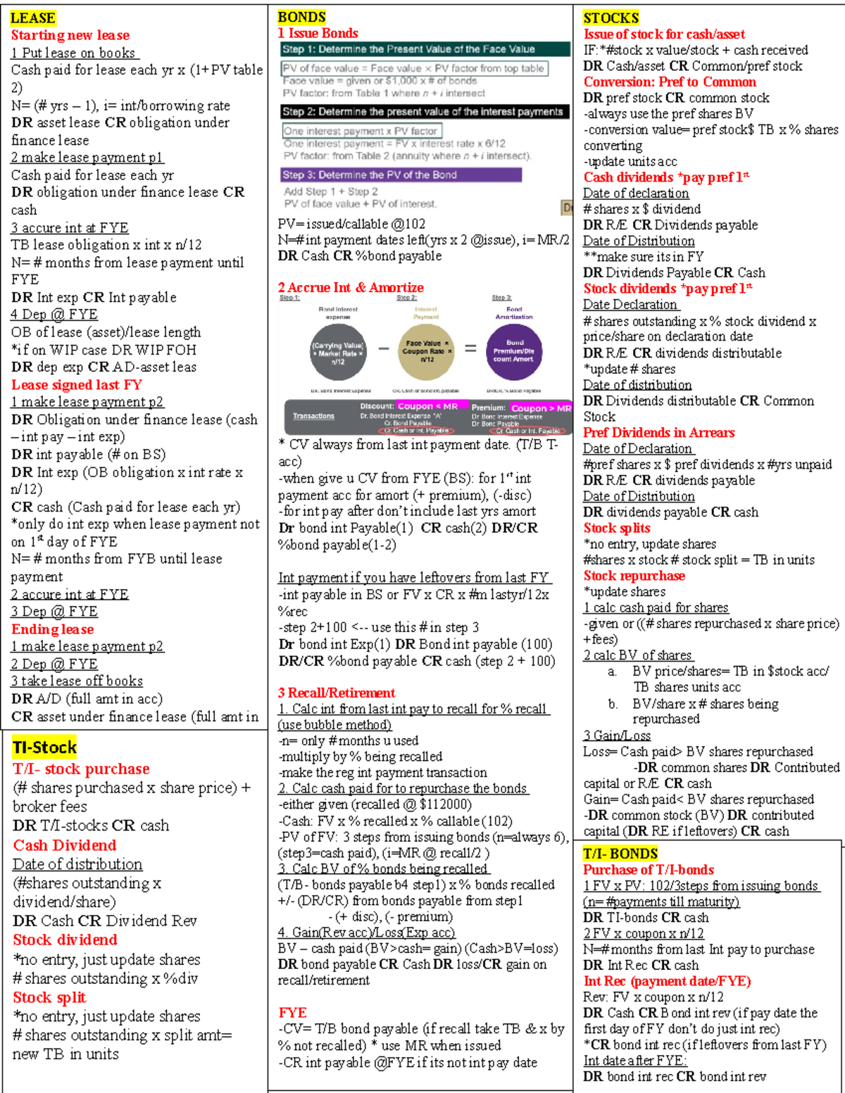 2257 midyear cheat sheet 2 - LEASE Starting new lease 1 Put lease on ...