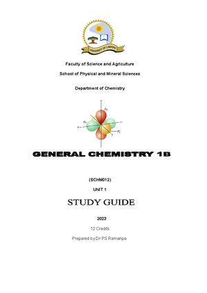 SCHM012 (Unit 1) Study Guide 2021 - Faculty of Science and Agriculture ...