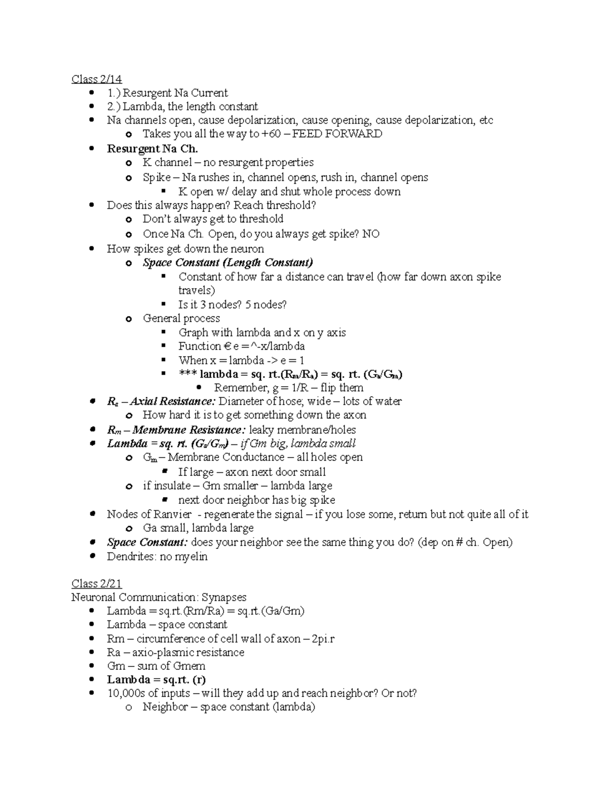 Unit 2 - Class Notes - Class 2/ 1.) Resurgent Na Current 2.) Lambda ...