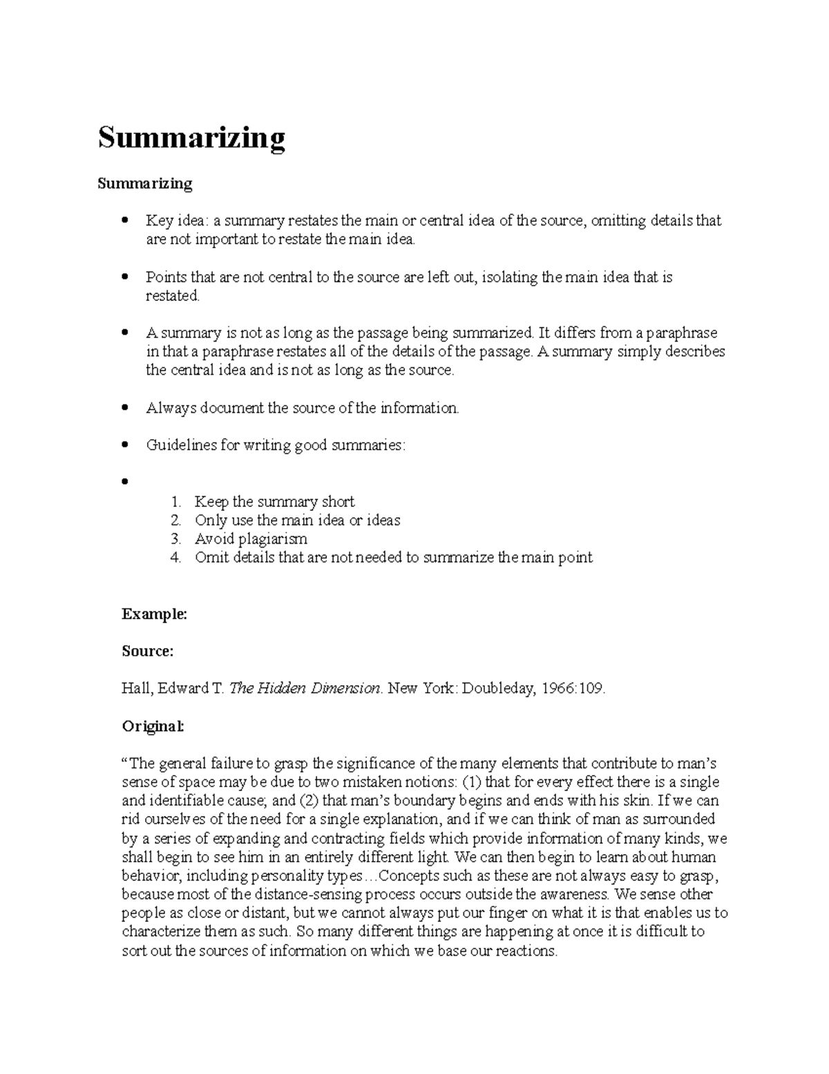 Summarizing - Lecture notes 3 - ENGL 1090 - Memorial University - Studocu