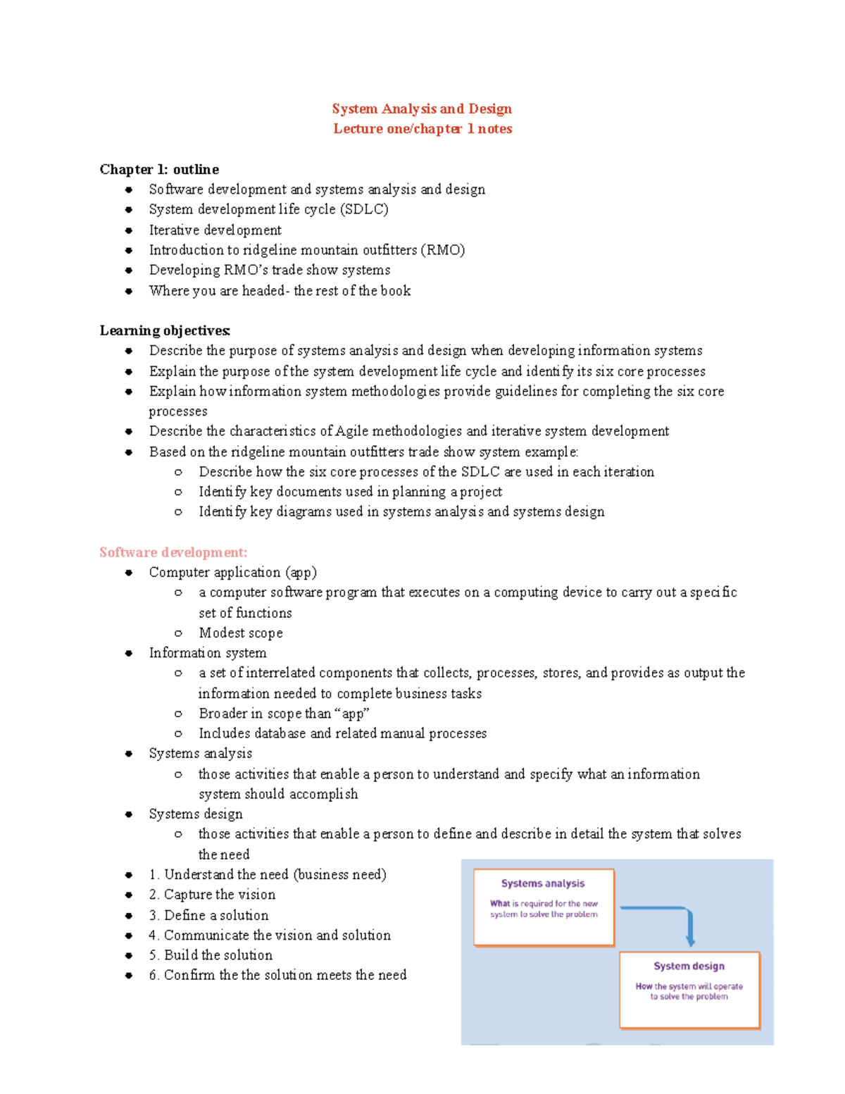ITM 305 lecture 1 - System Analysis and Design Lecture one/chapter 1 ...