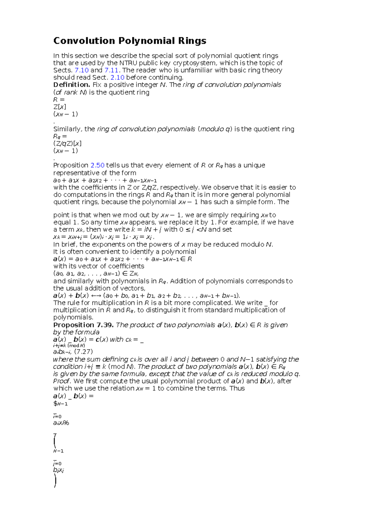 Convolution Polynomial Rings - 7 and 7. The reader who is unfamiliar with basic ring theory ...