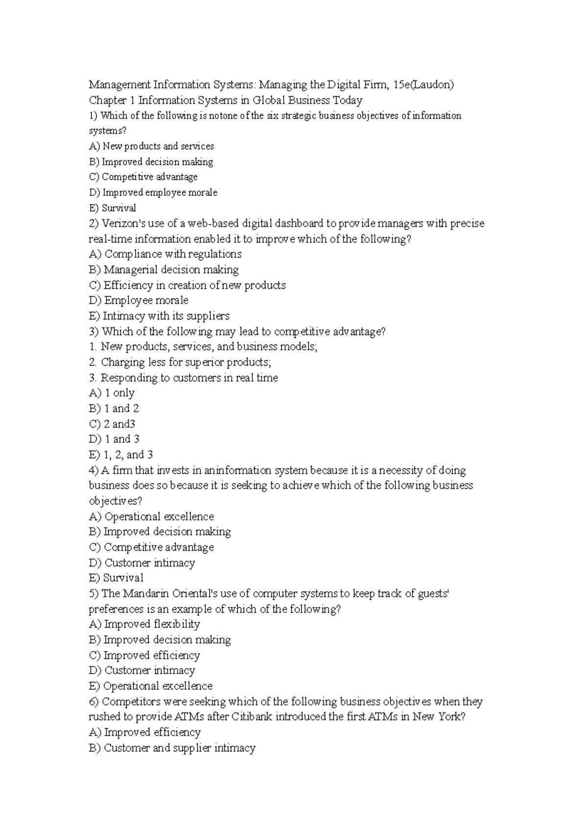 Questions-1 - Exam questions - Management Information Systems: Managing ...